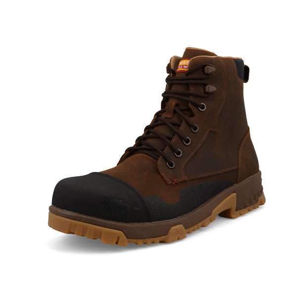 TWISTED X MEN'S (MXCN004) 6" NANO TOE LACE-UP WORK BOOT - Toffee & Bla ...